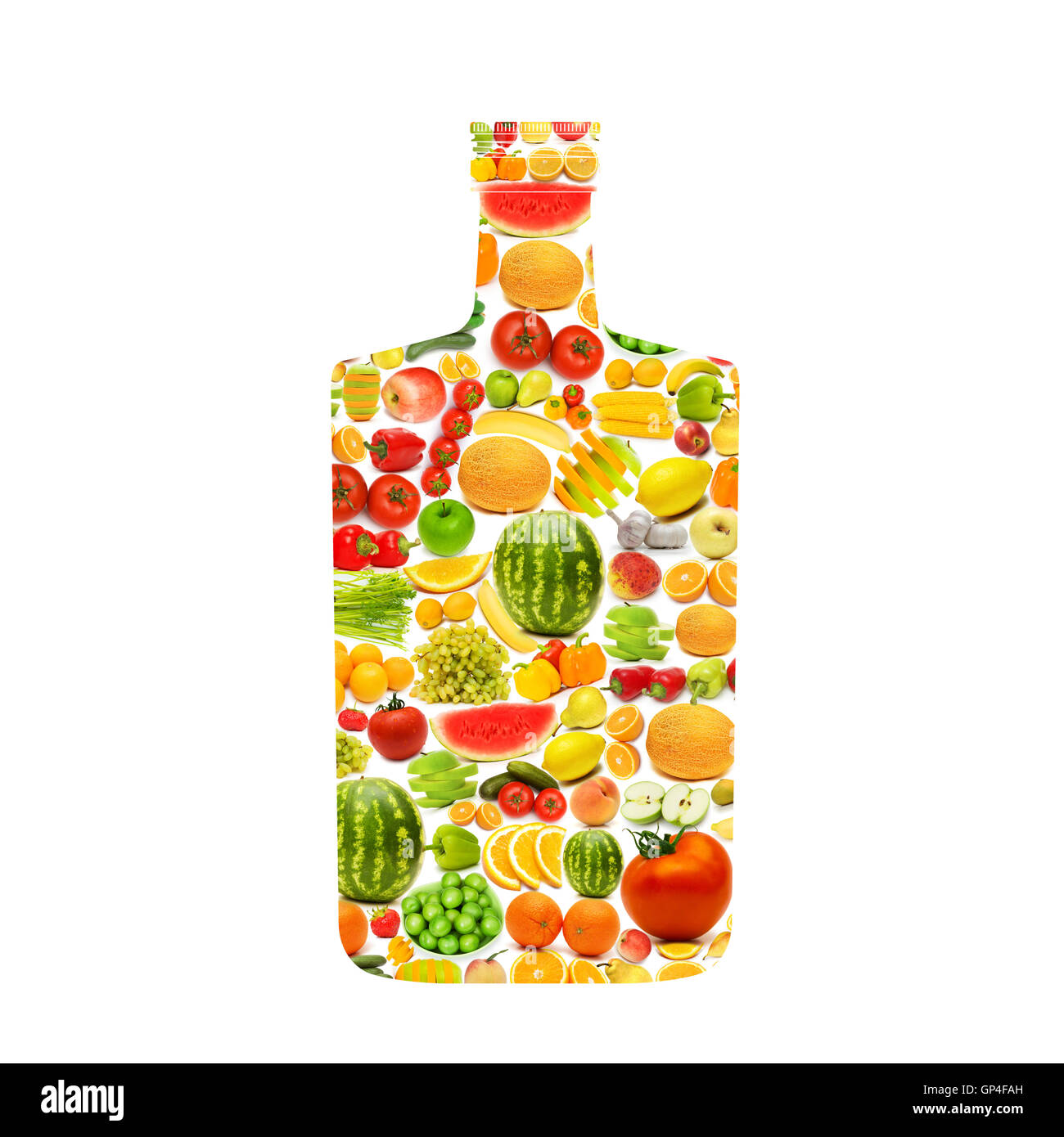 Silhoette made from various fruits and vegetables Stock Photo - Alamy