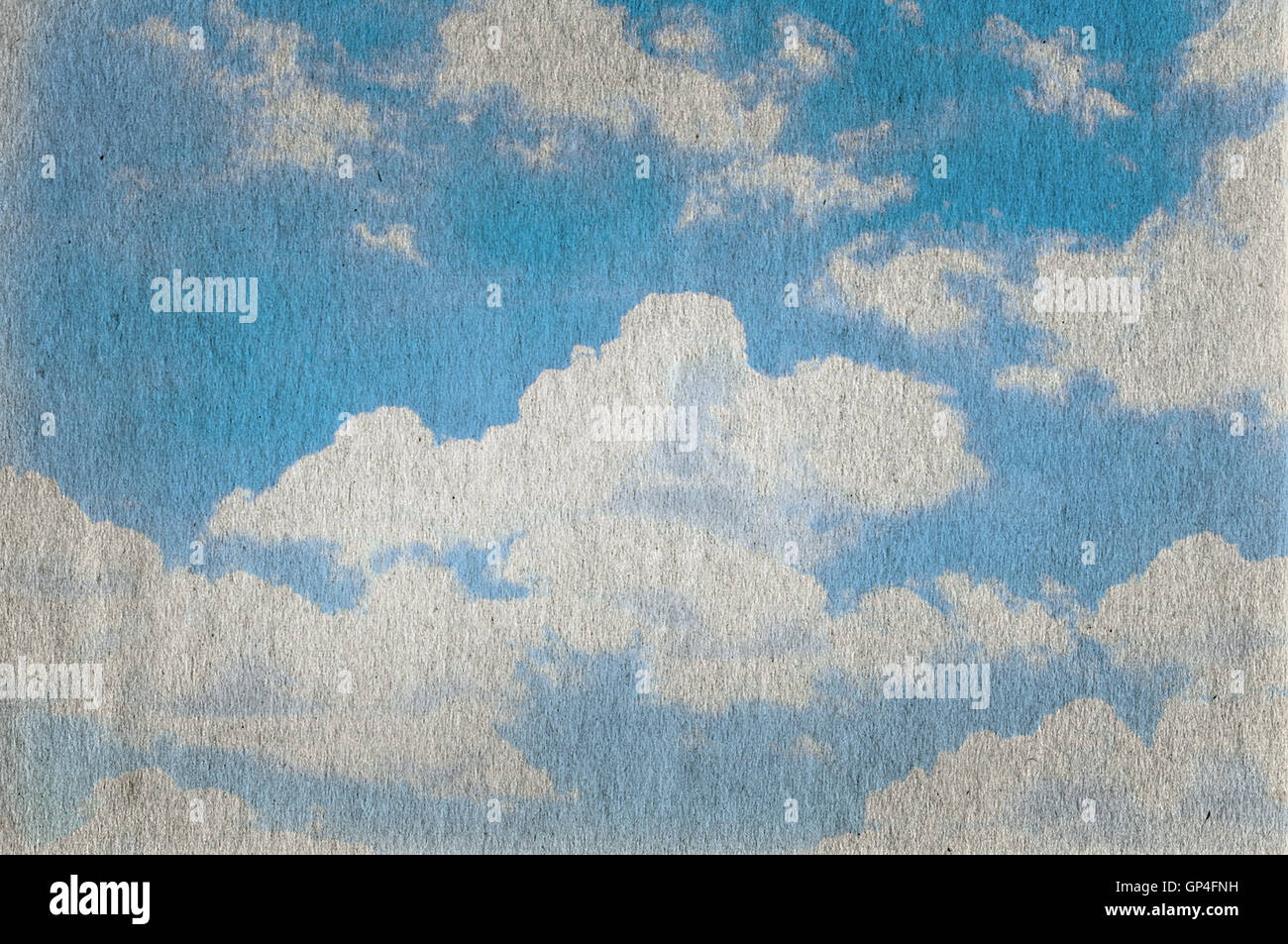 Cloudy blue sky on old paper texture Stock Photo - Alamy