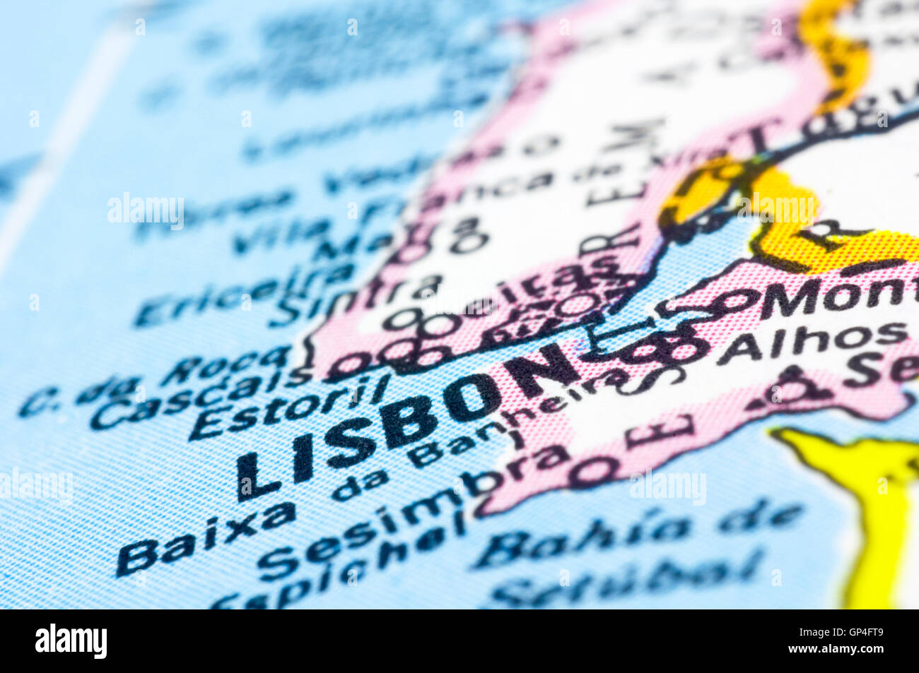 close up of Lisbon on map, Portugal Stock Photo - Alamy