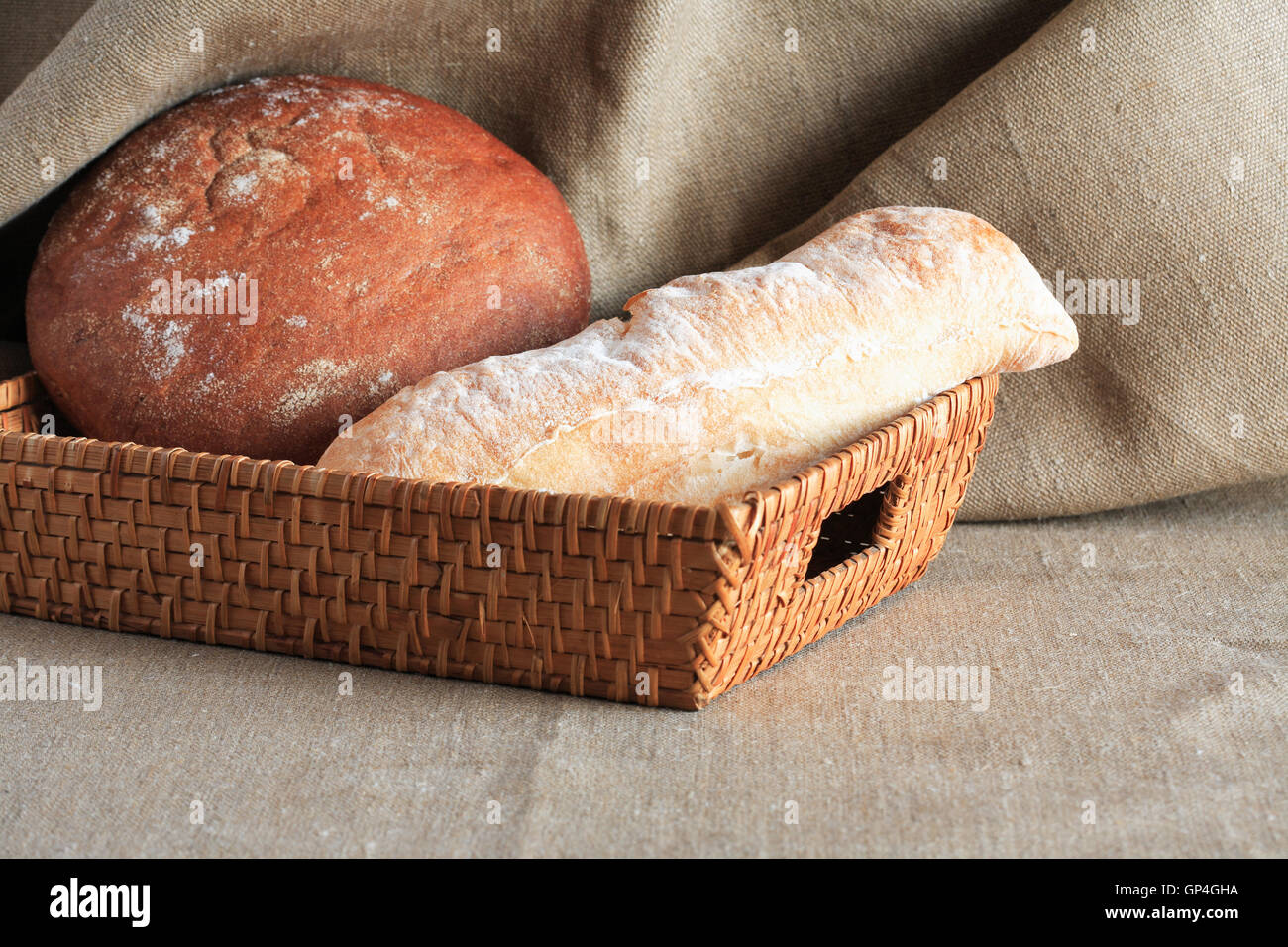 Bread In Basket Stock Photo - Alamy