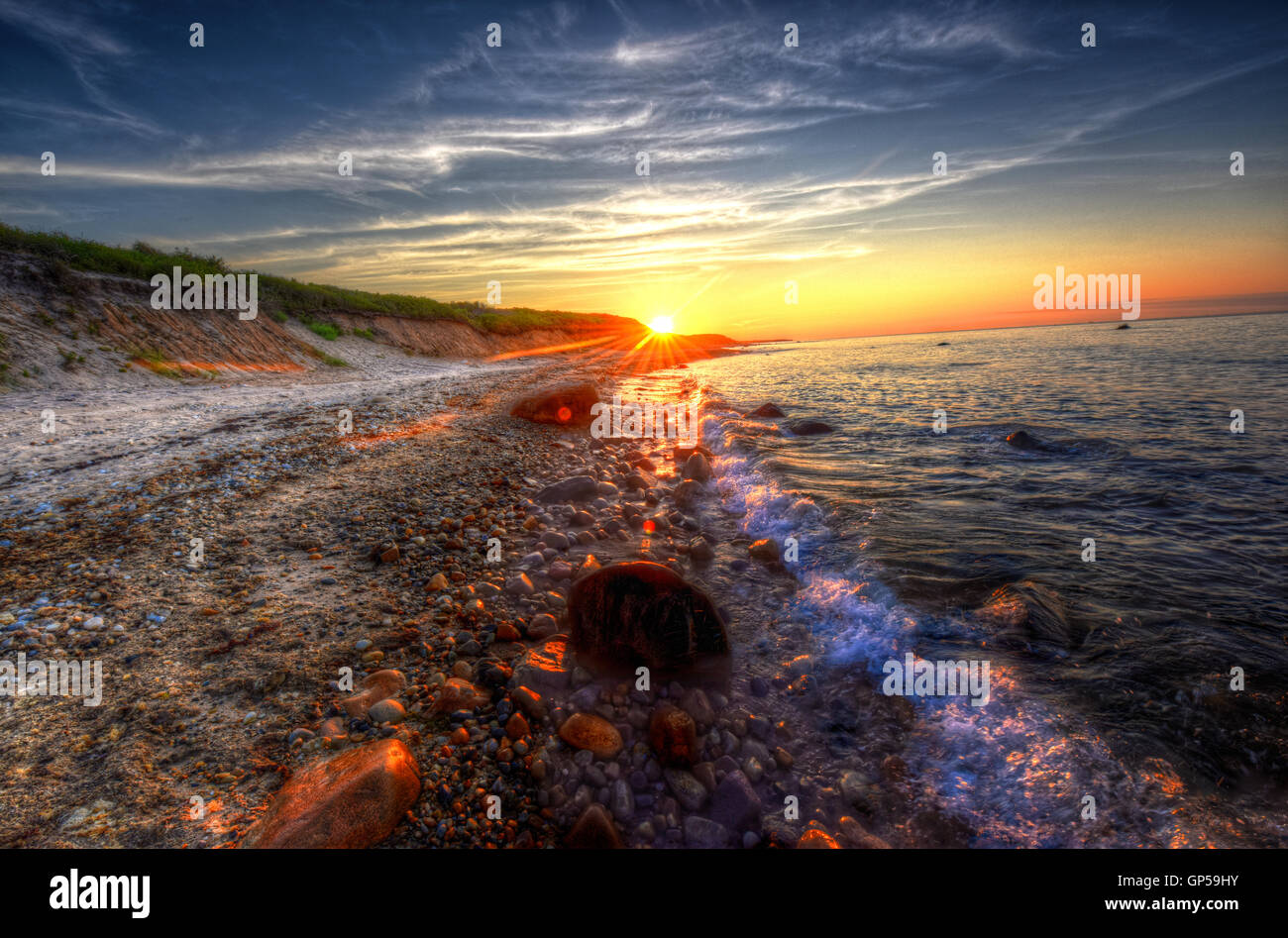 Sunset on the beach in Montauk New York Stock Photo - Alamy