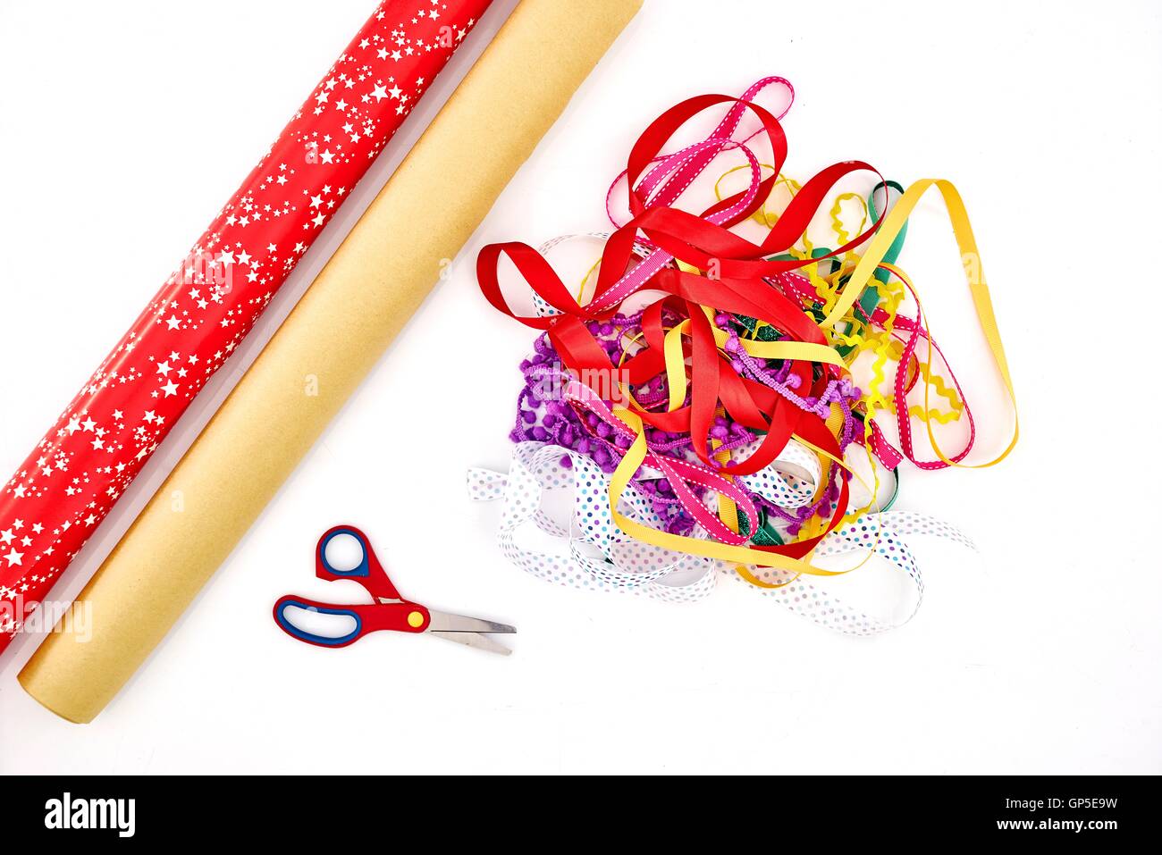 A studio photo of gift wrapping items Stock Photo - Alamy