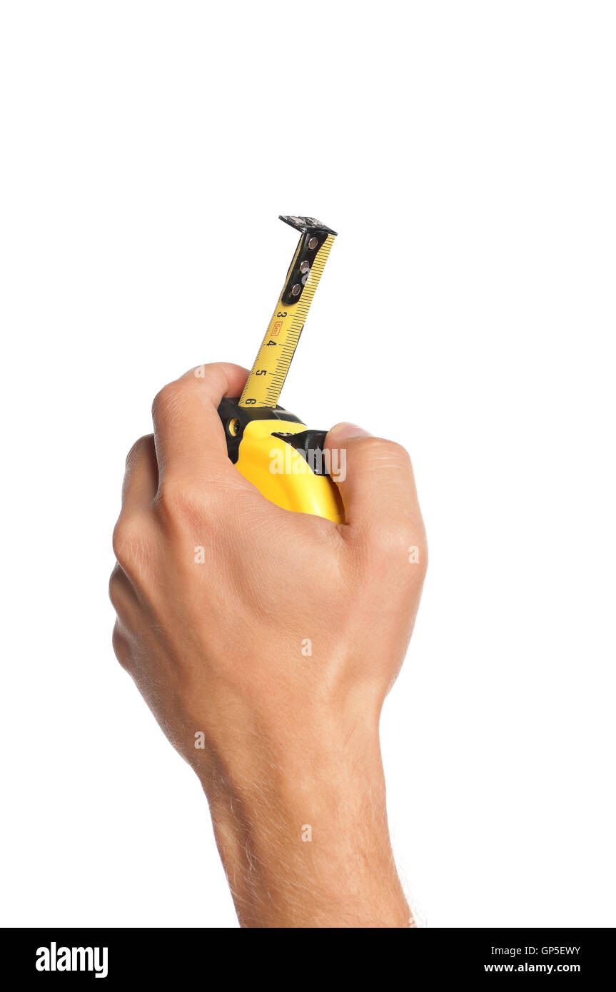 Hand with tape measure Stock Photo - Alamy