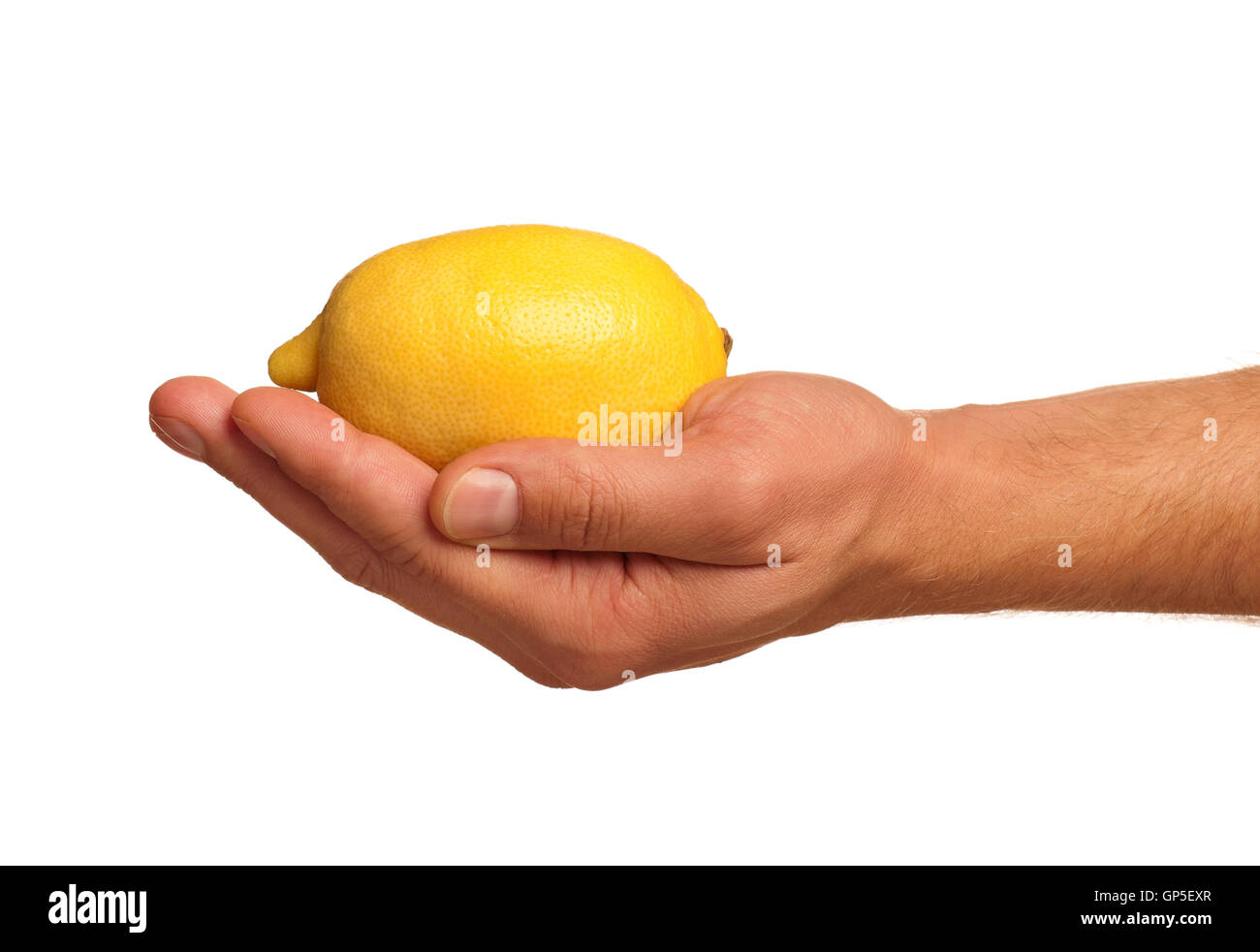 Hand with lemon Stock Photo - Alamy
