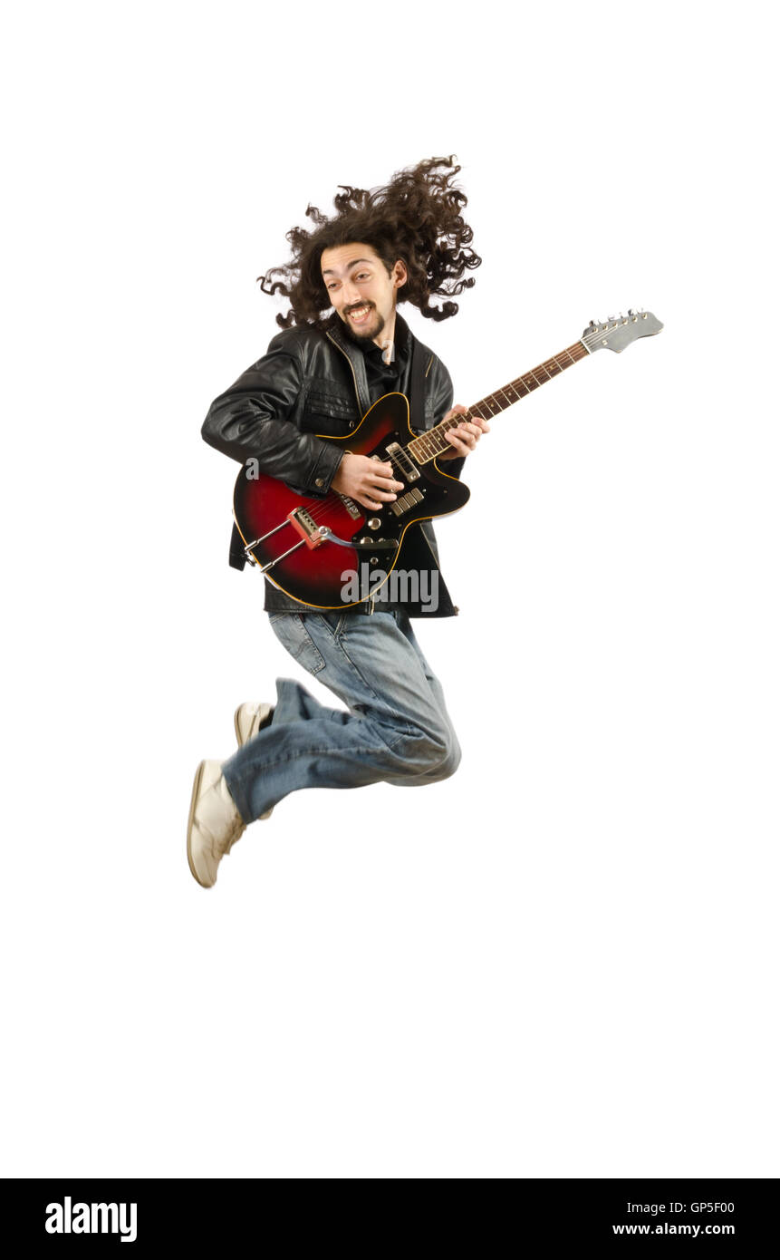 Male playing electric guitar on stage Cut Out Stock Images & Pictures ...
