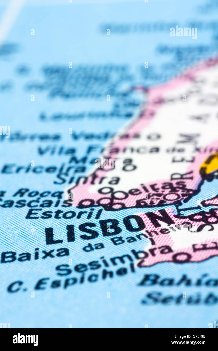 Lisbon on map hi-res stock photography and images - Alamy