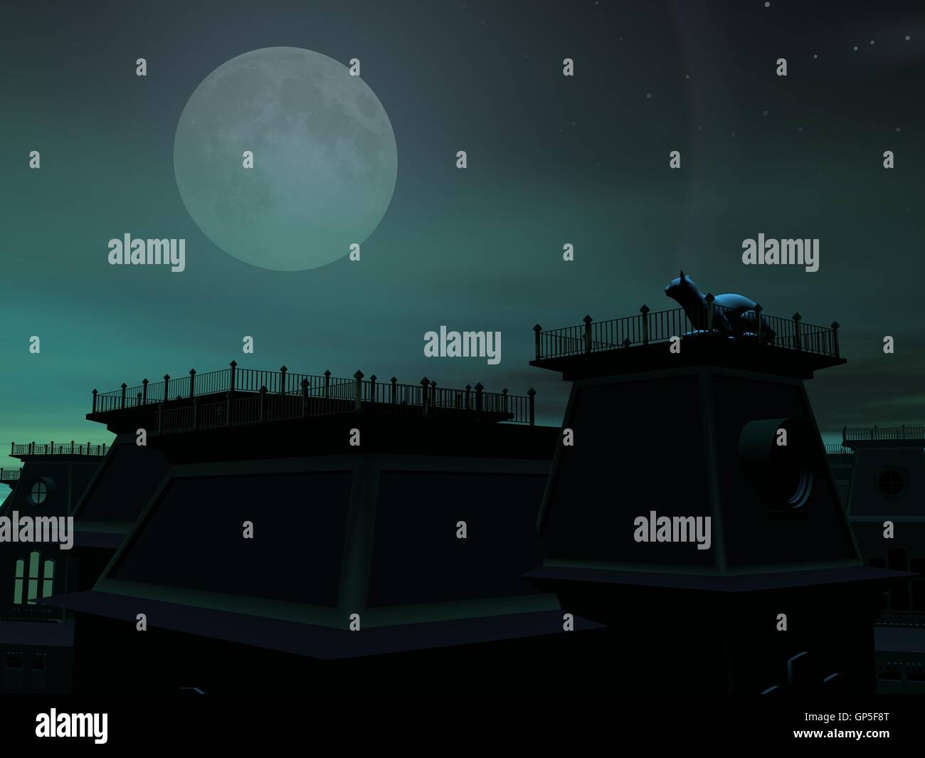 Cat and moonlight Stock Photo - Alamy