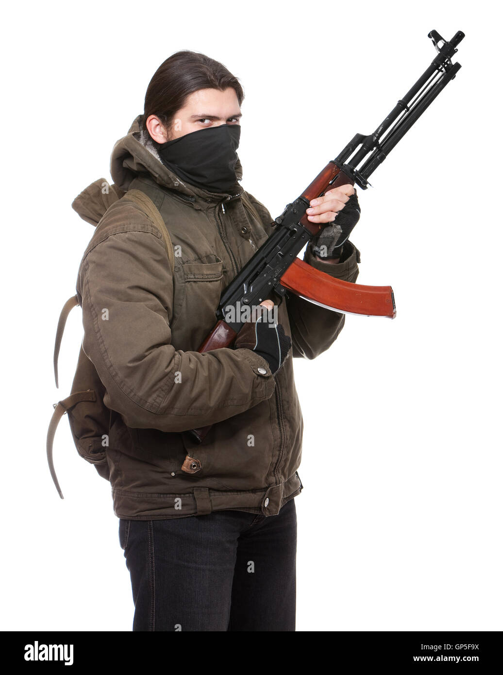 Terrorist with weapon Stock Photo - Alamy