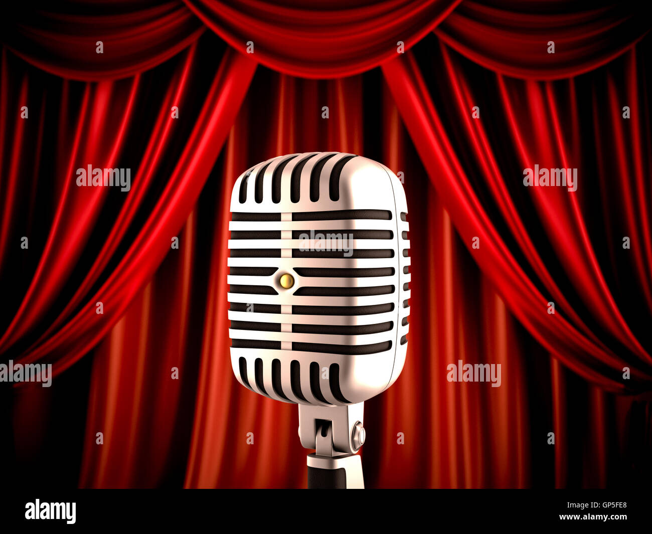 Microphone on stage Stock Photo - Alamy