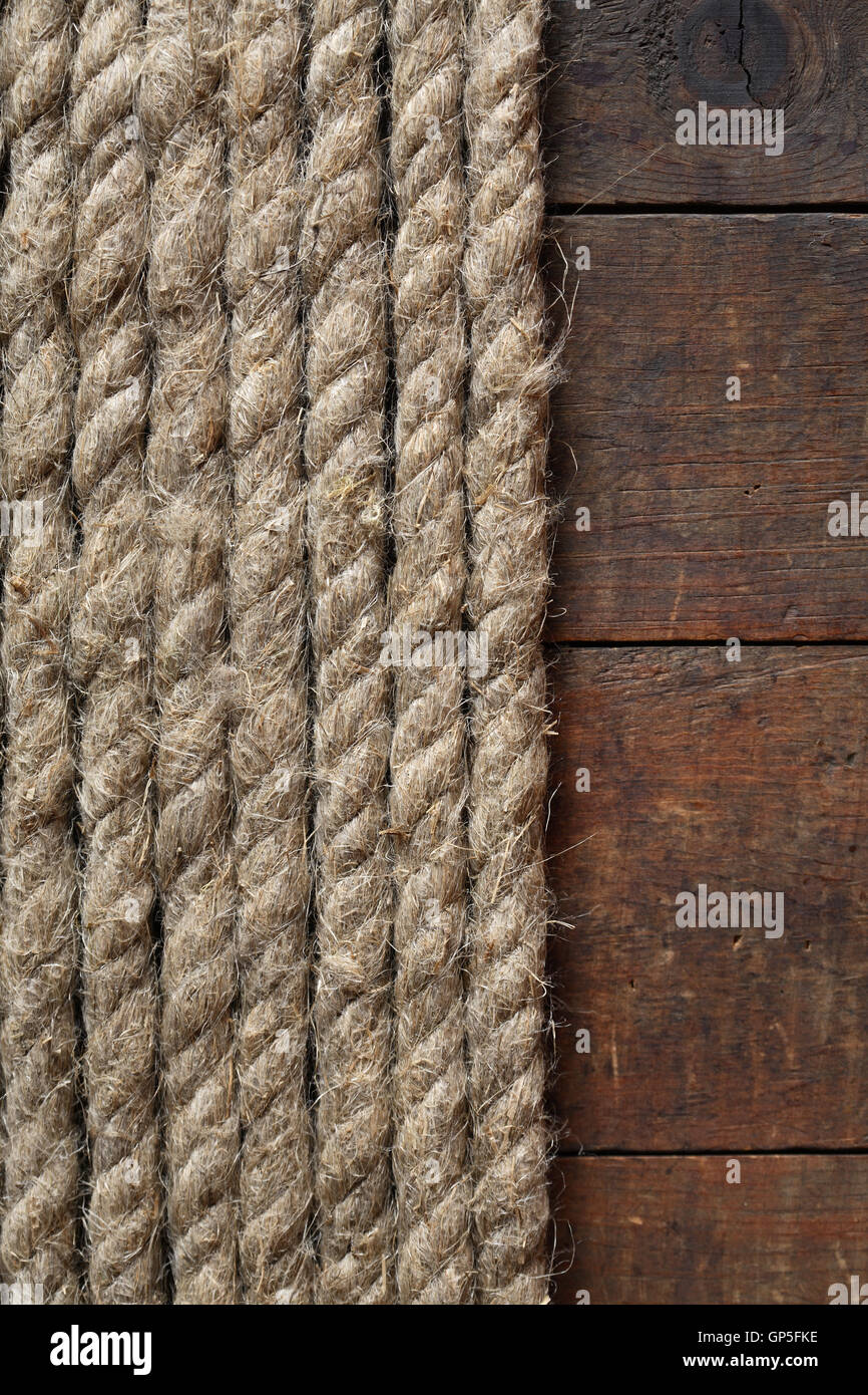 Rope And Wood Stock Photo - Alamy