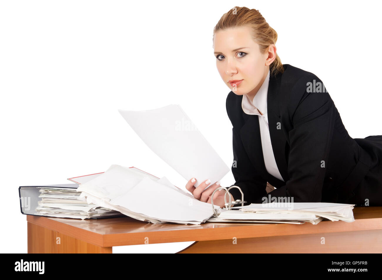 Woman with lots of work Stock Photo - Alamy