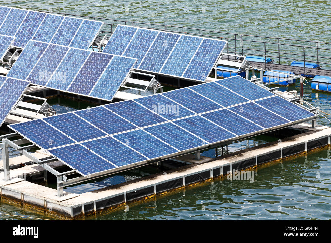 Solar panels on the water Stock Photo - Alamy