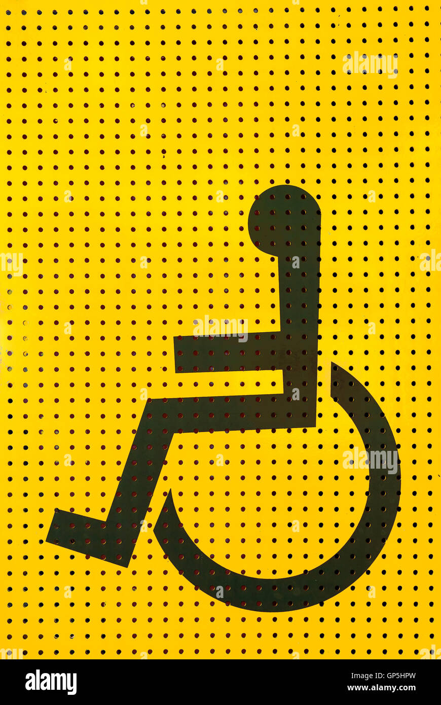 sign disabled icon on yellow grating metal Stock Photo - Alamy