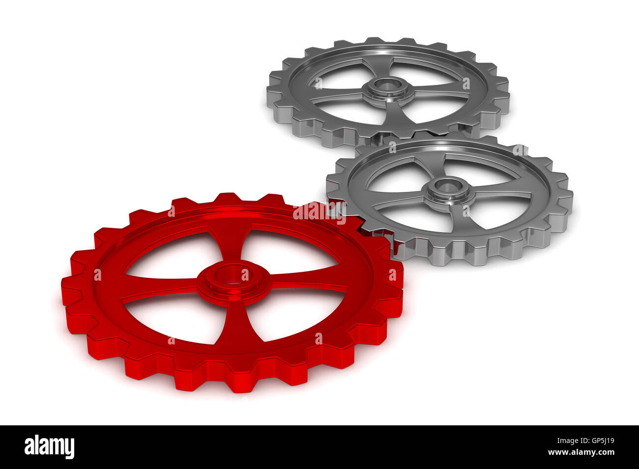 Three gears on white background. Isolated 3D image Stock Photo - Alamy