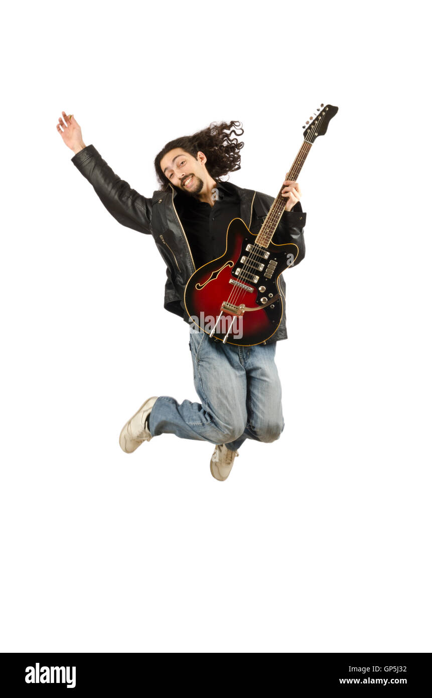Male playing electric guitar on stage Cut Out Stock Images & Pictures ...