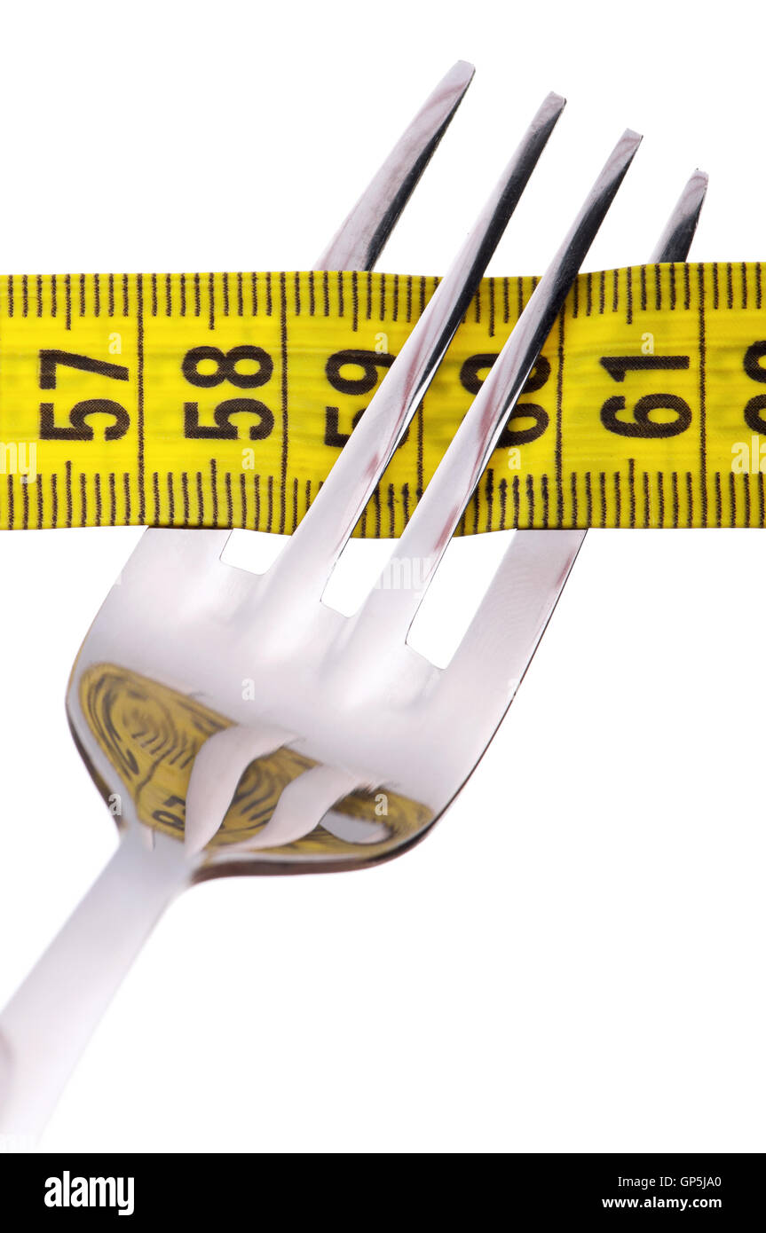 Fork with measure tape Stock Photo - Alamy