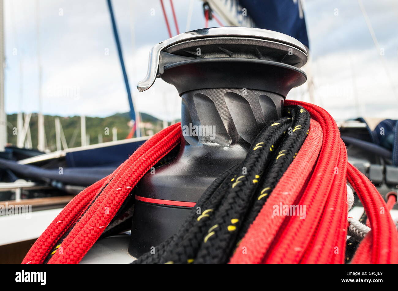 winch in sailboat Stock Photo - Alamy