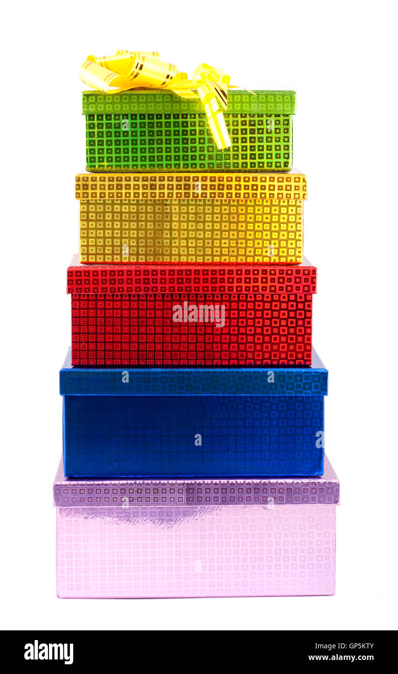 Colour gift boxes Stock Photo - Alamy