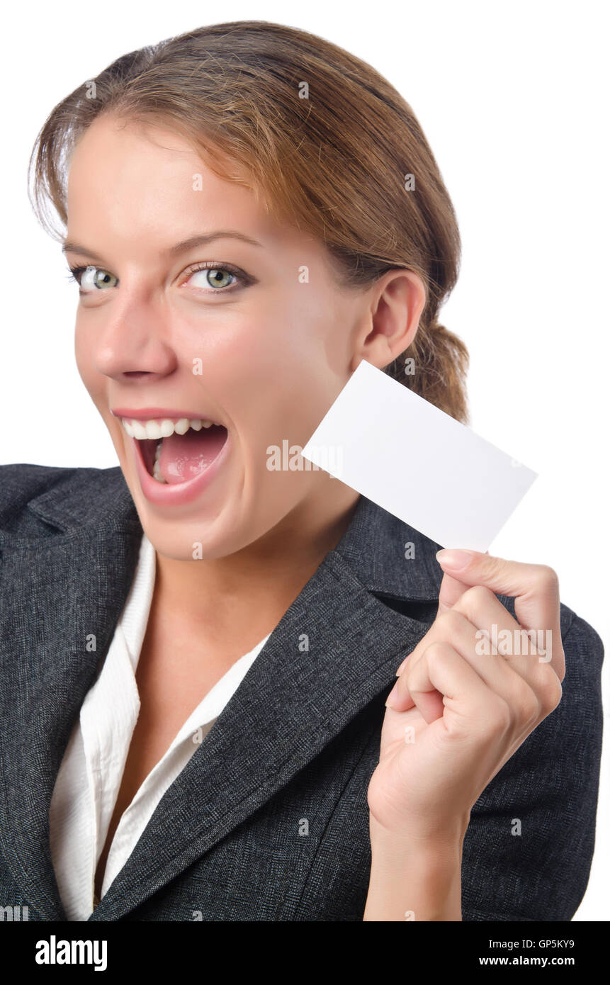 Female worker with blank message Stock Photo - Alamy