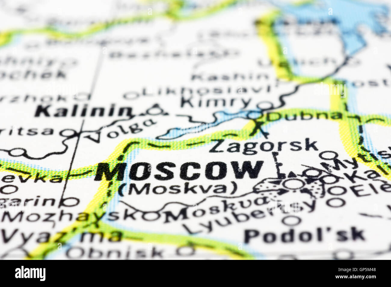 close up of Moscow on map, Russia Stock Photo - Alamy