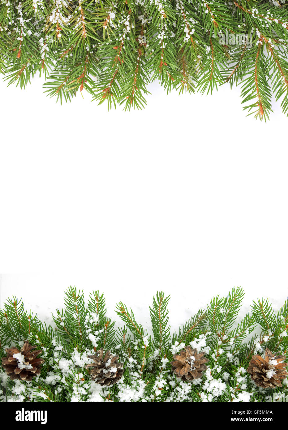 Christmas framework with snow and cones Stock Photo - Alamy