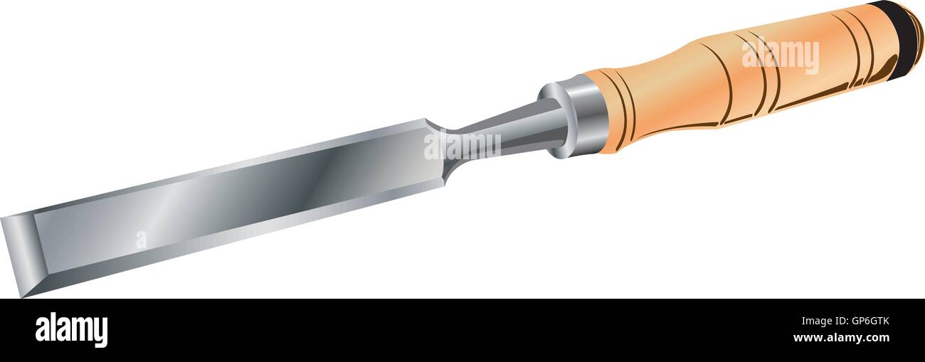 chisel, vector, isolated, white, handle, work, metal, wood, equipment ...