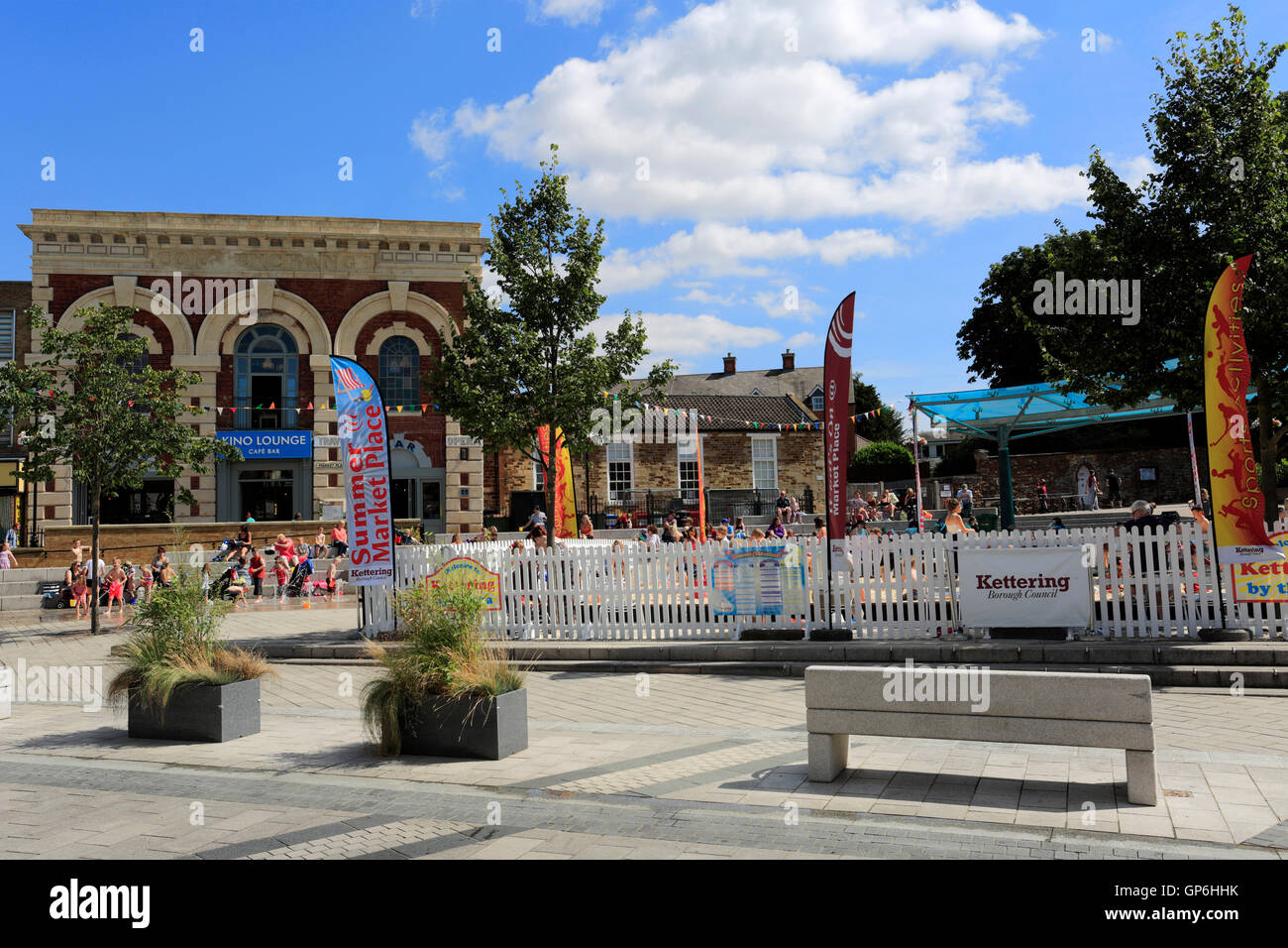 Street view of Kettering town, Northamptonshire County, England ...