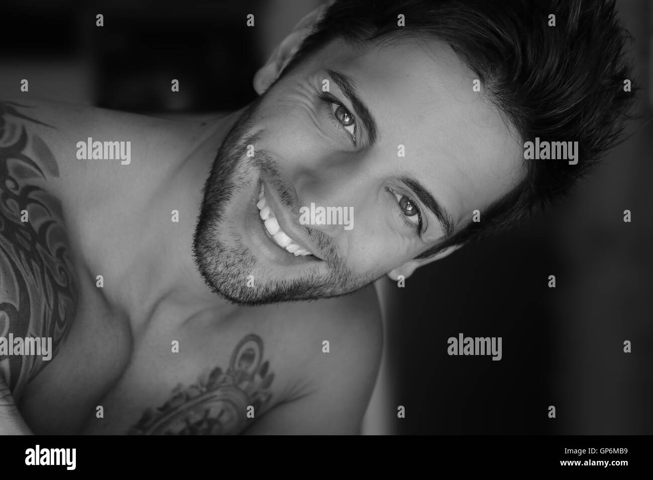 Smiling male Black and White Stock Photos & Images - Alamy