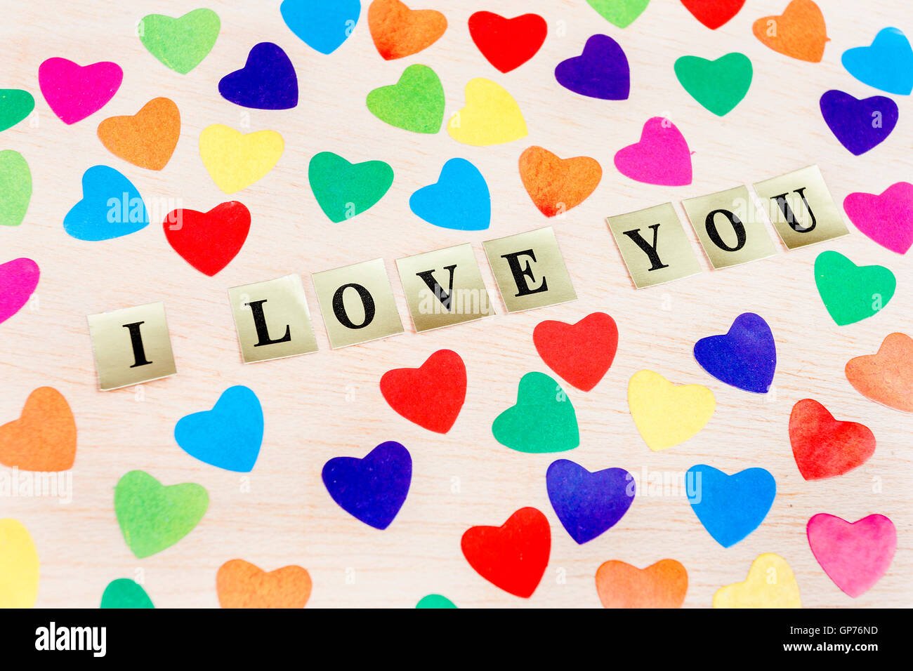 I love you message with sticks hearts Stock Photo - Alamy