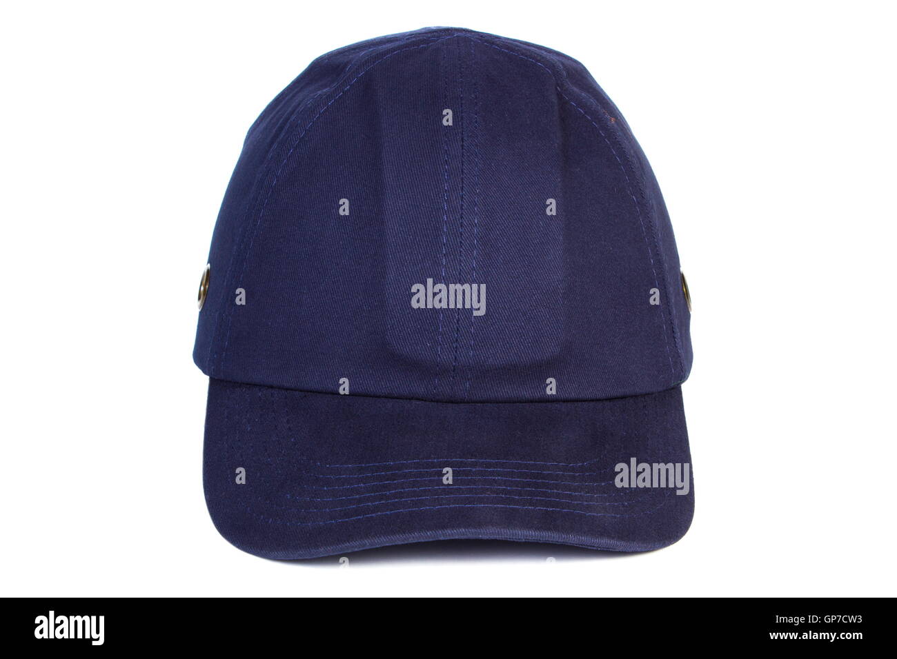 Closeup of navy blue baseball cap isolated on white background ...