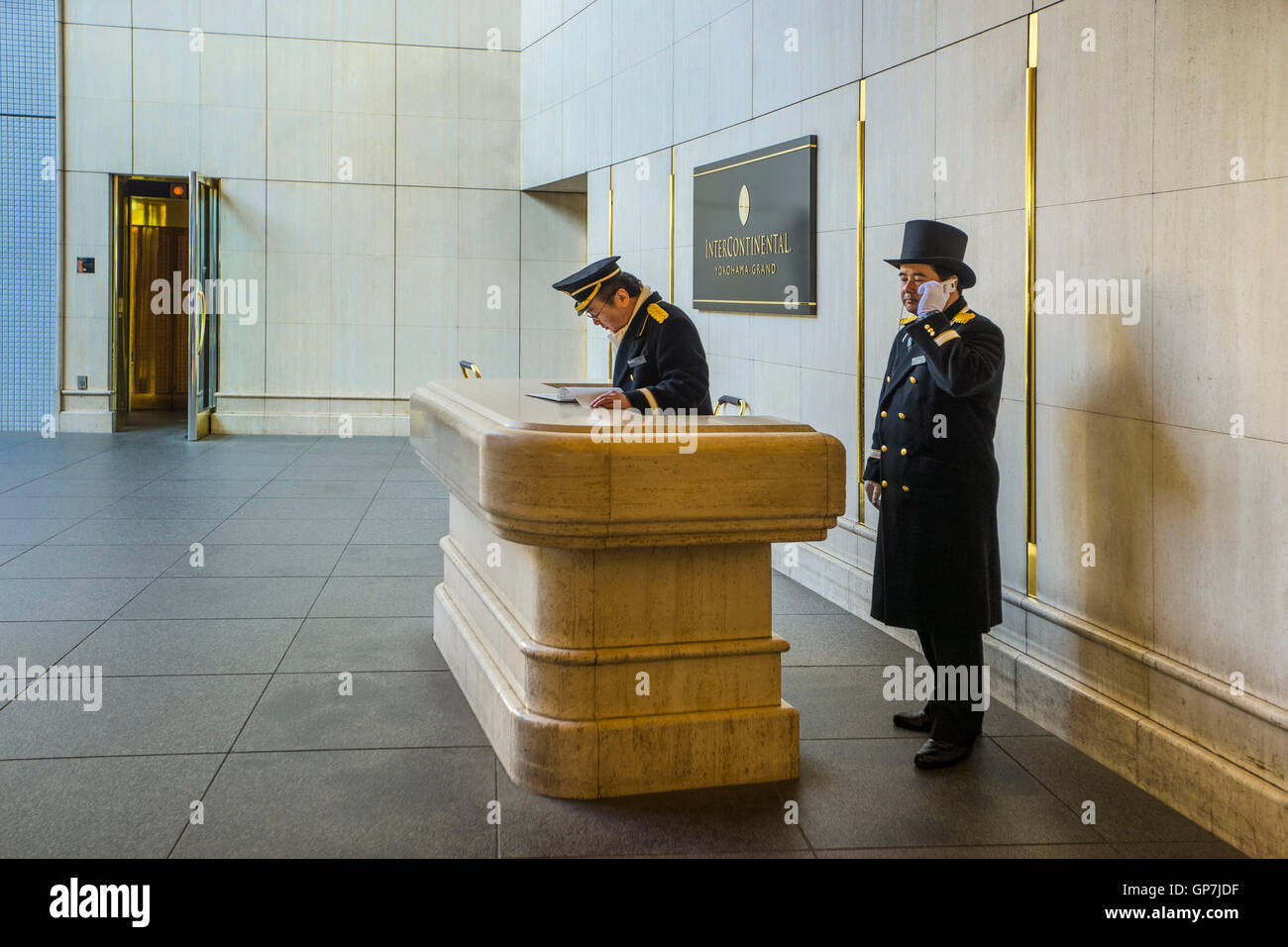 Reception desk of hotel intercontinental yokohama grand, tokyo, japan ...