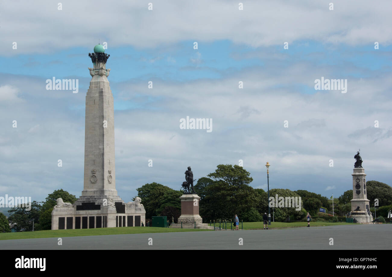 DEVONSHIRE; PLYMOUTH HOE; NAVAL MEMORIAL; FRANCIS DRAKE MEMORIAL AND ...