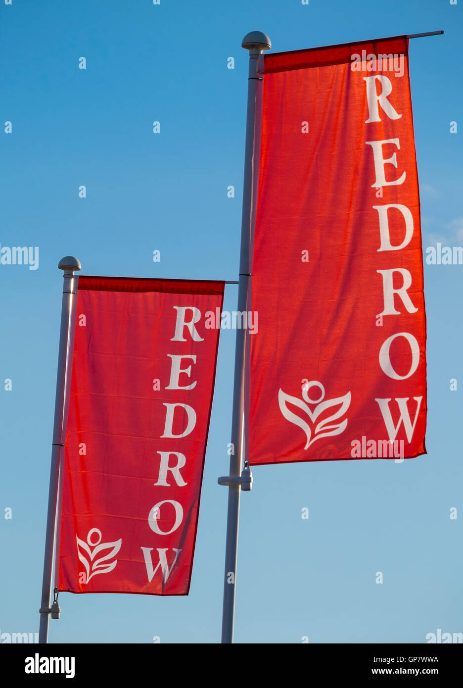 Redrow builders flags outside a housing development in Shifnal ...