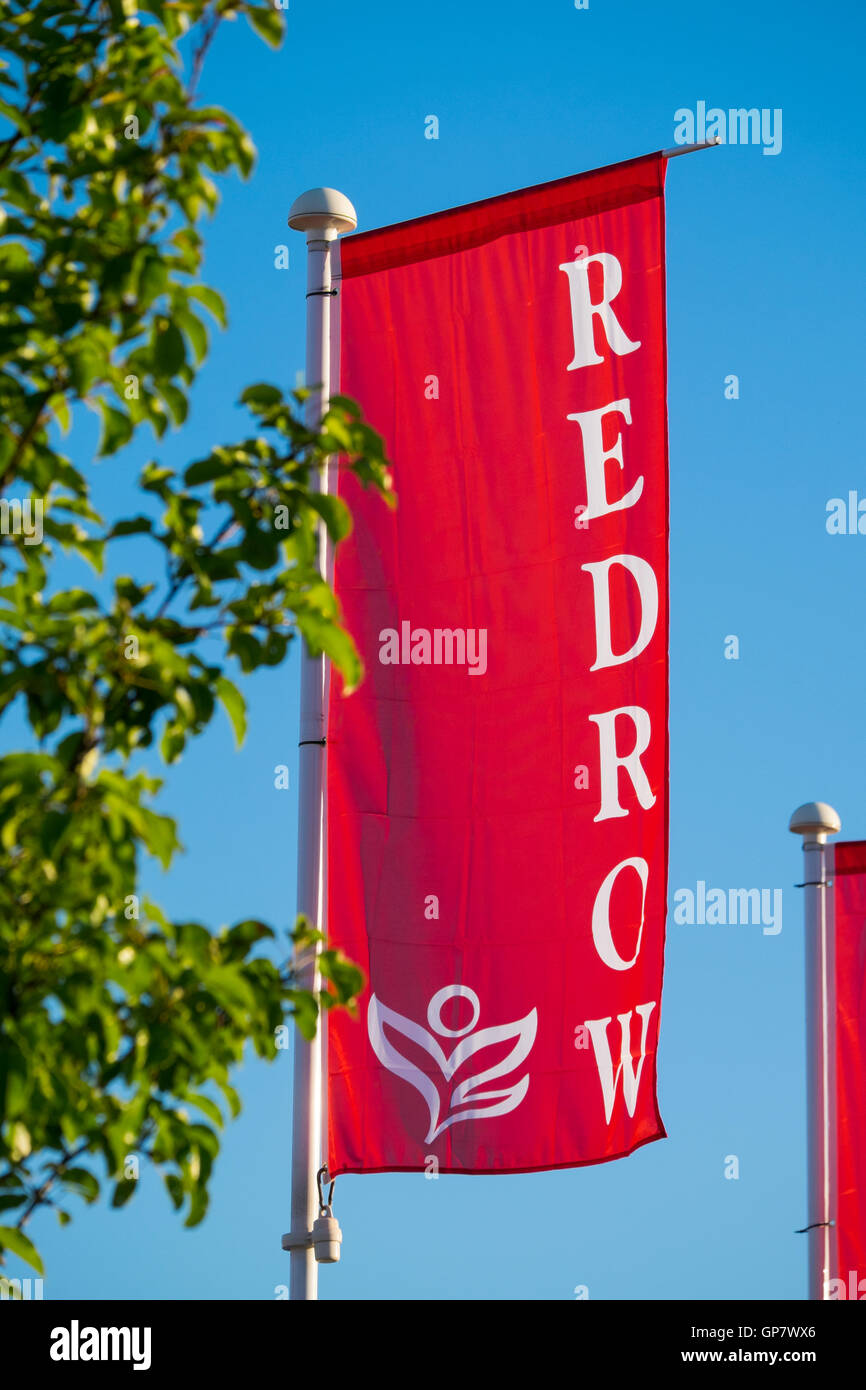Redrow builders flags outside a housing development in Shifnal ...