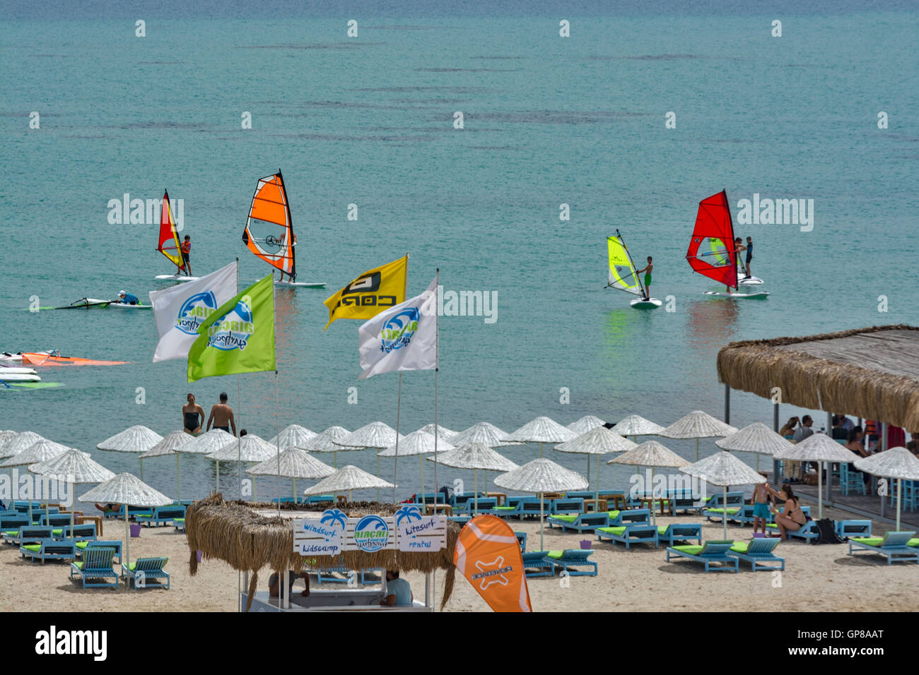 Windsurfing at Alacati bay,Cesme,Izmir,Aegean coast of Turkey Stock ...