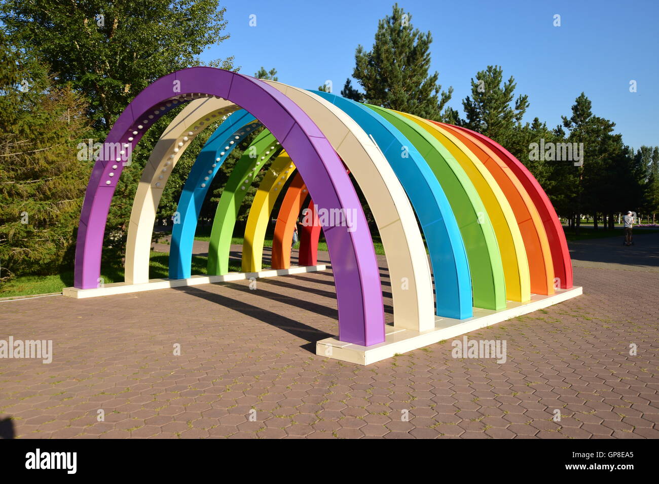 Street decoration in the form of colourful arches Stock Photo - Alamy