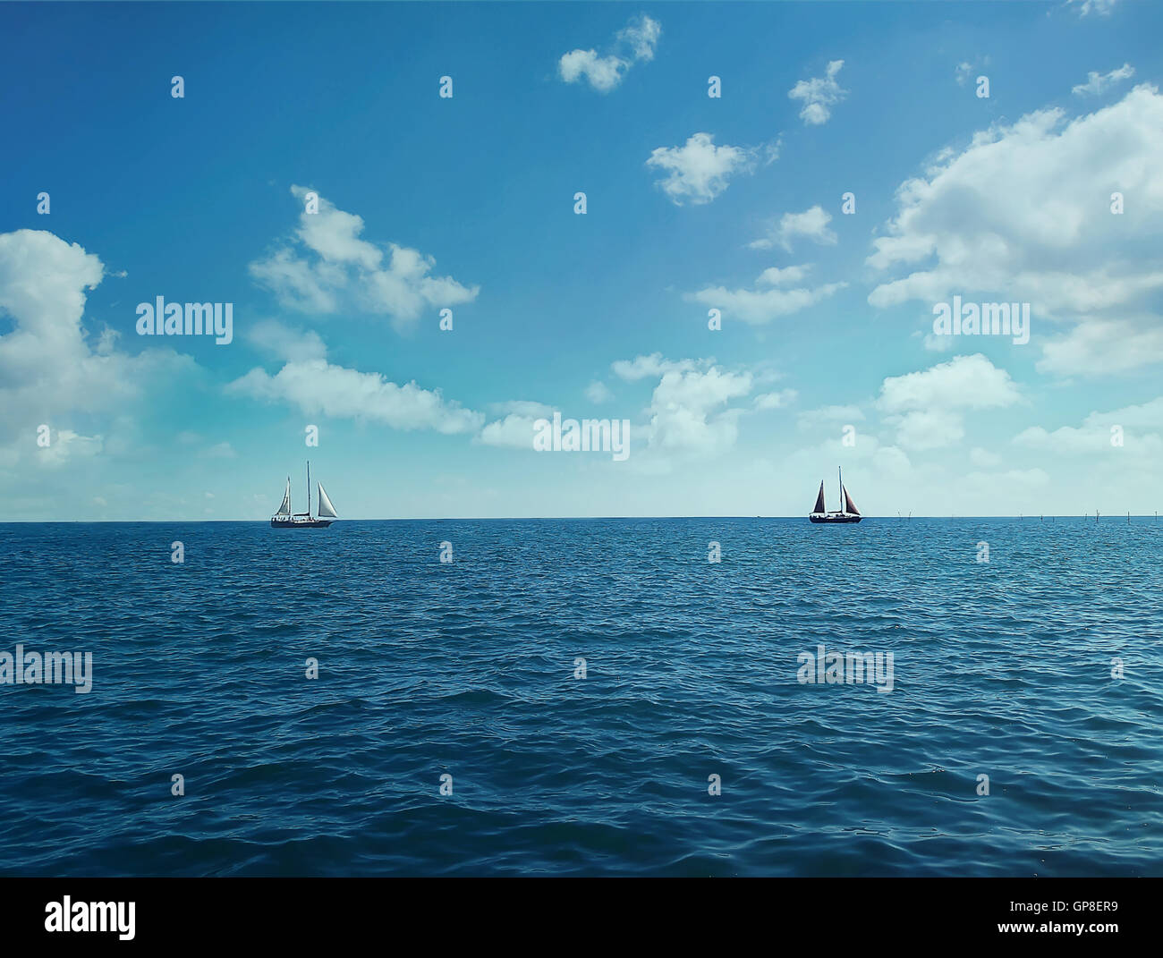 Two ships floating on the ocean in a sunny day Stock Photo - Alamy