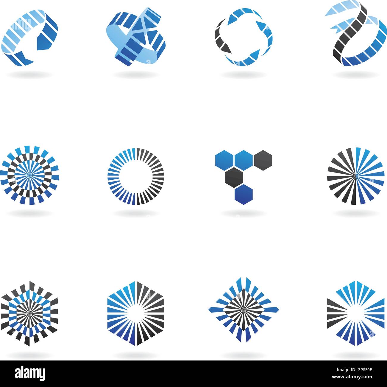 blue arrow icons isolated on white(set of 12 Stock Vector Image & Art ...