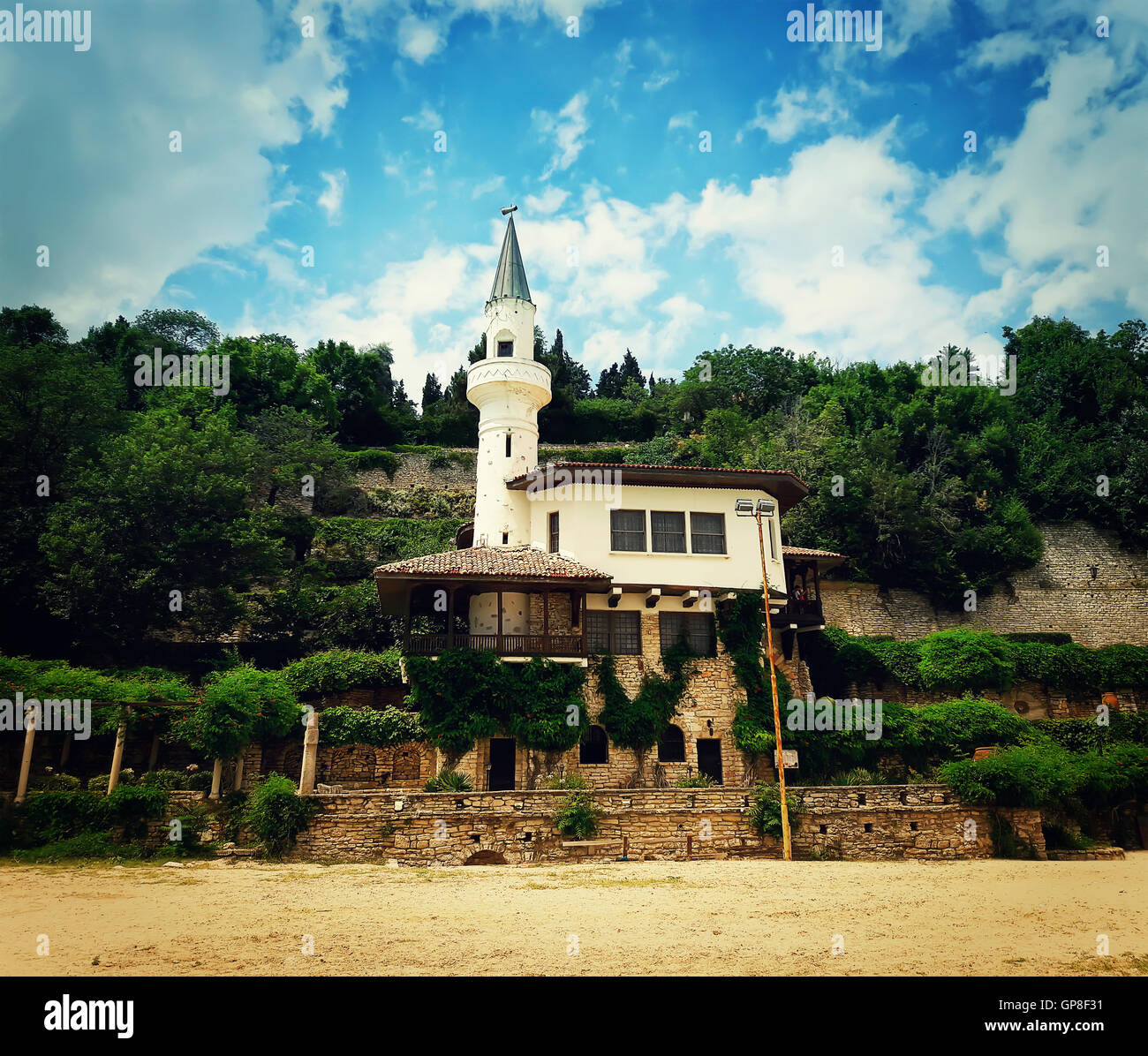 The castle of Romanian queen Maria by the black sea in Balchik ...