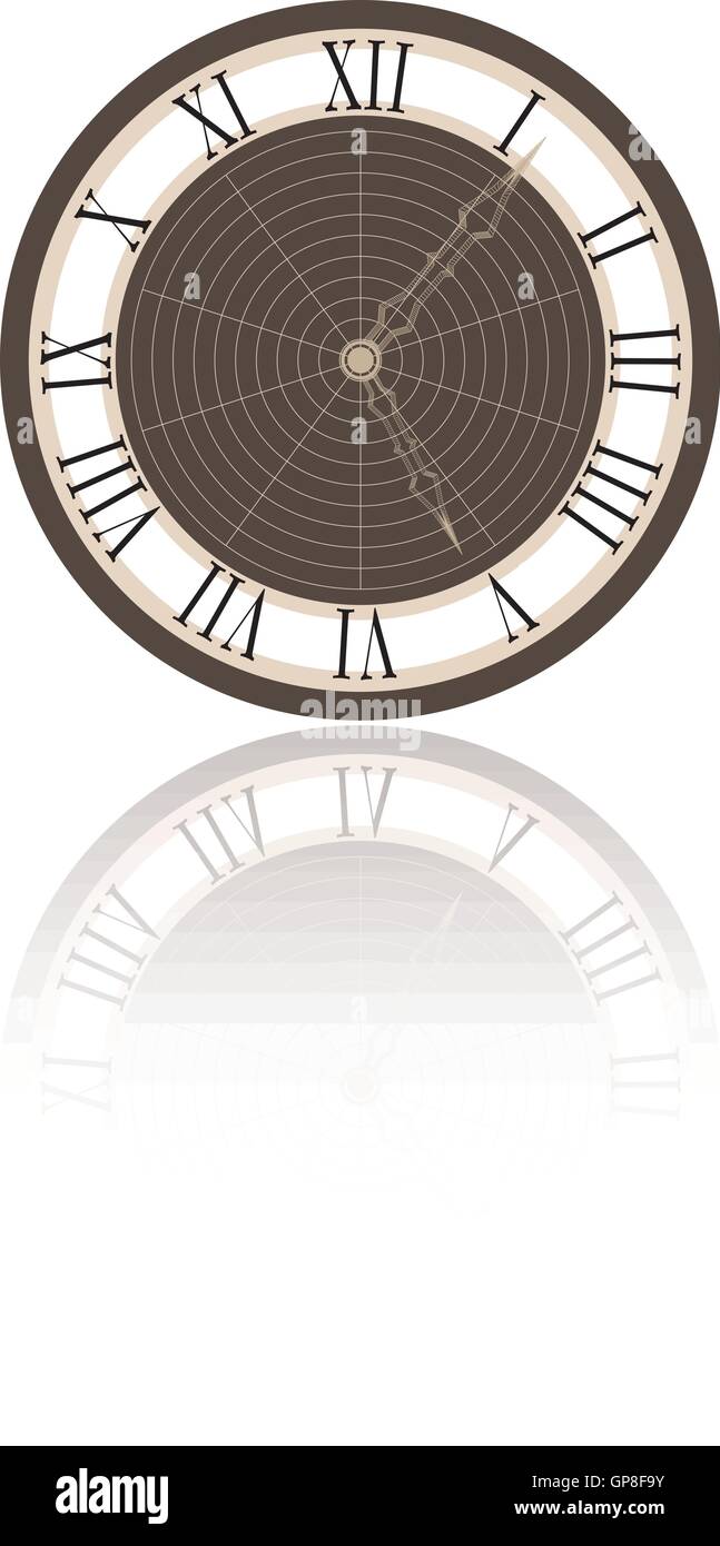 vector illustration of a clock and it's reflection Stock Vector Image ...