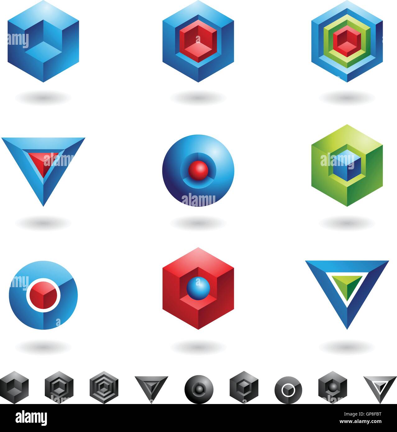 Spheres, Cubes, triangles and three dimensional shapes Stock Vector ...