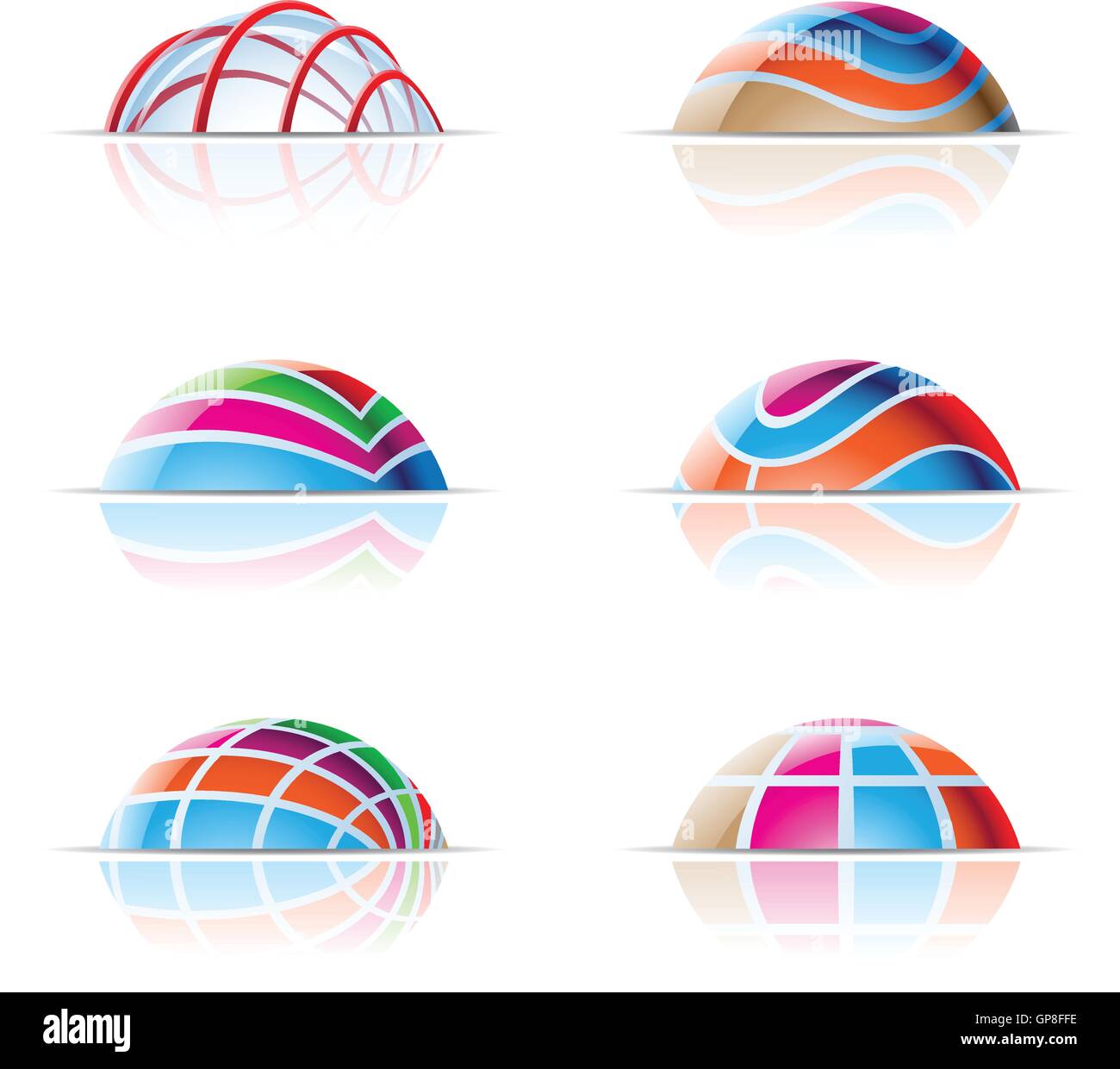 vector illustration of colourful domes and reflections Stock Vector ...