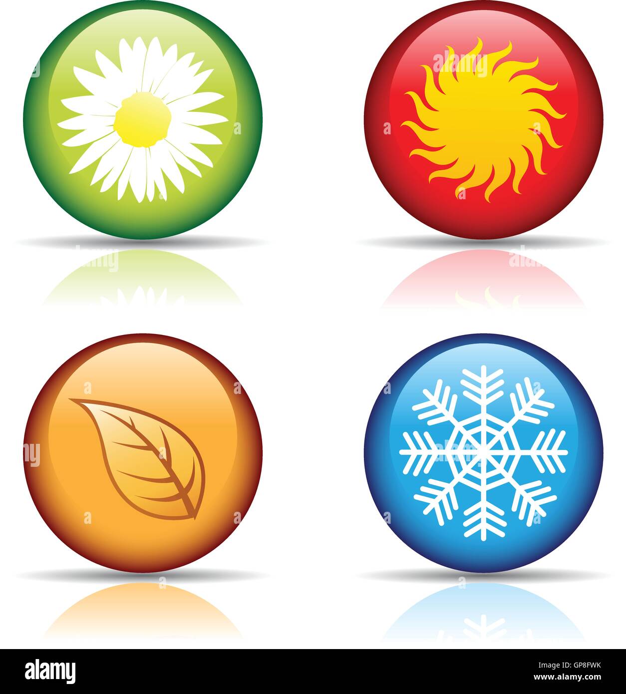 vector of colorful four seasons icons isolated on white Stock Vector ...