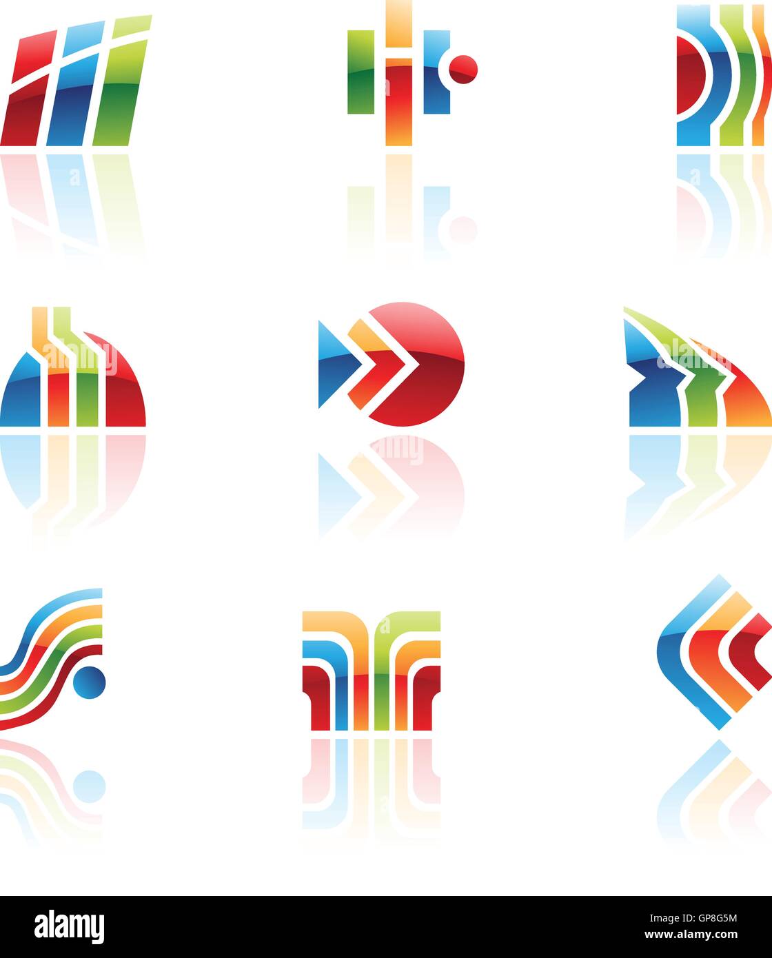 Glossy retro icons of abstract design elements Stock Vector Image & Art ...