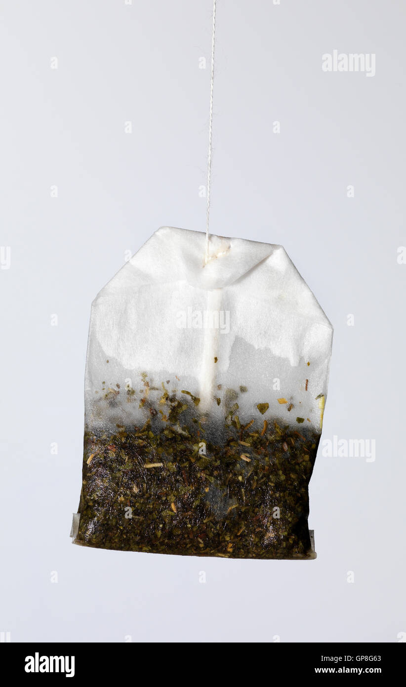 Isolated used tea bag Stock Photo - Alamy