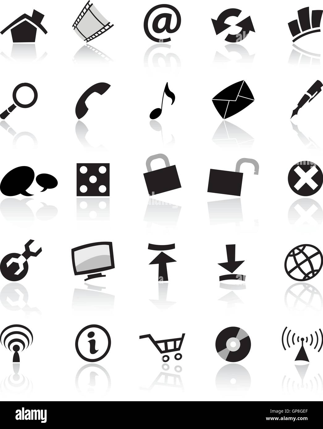 Black & White web icons isolated on white Stock Vector Image & Art - Alamy