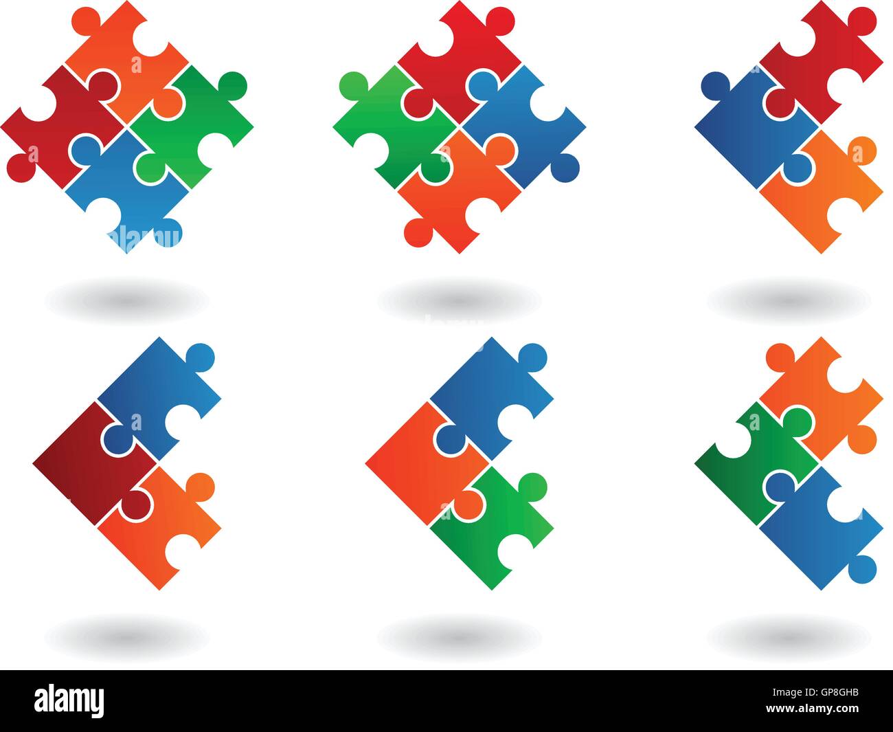Jigsaw puzzle icons isolated on a white background Stock Vector Image ...
