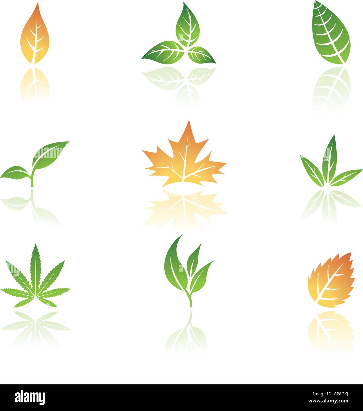 Leaves icons isolated on a white background Stock Vector Image & Art ...