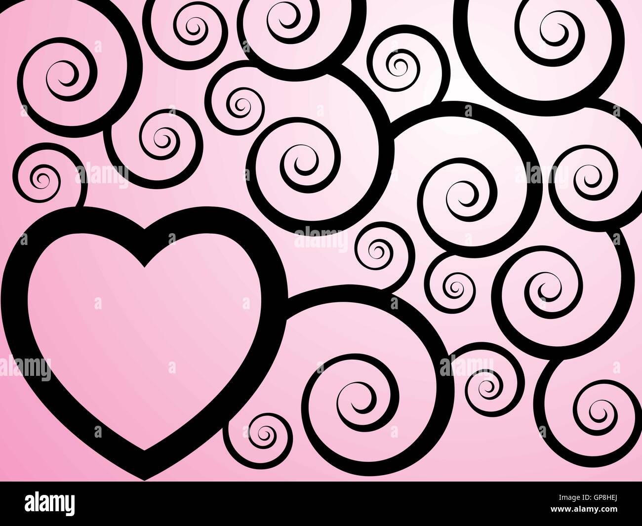 Pink vector background with a heart and ivy branches Stock Vector Image ...