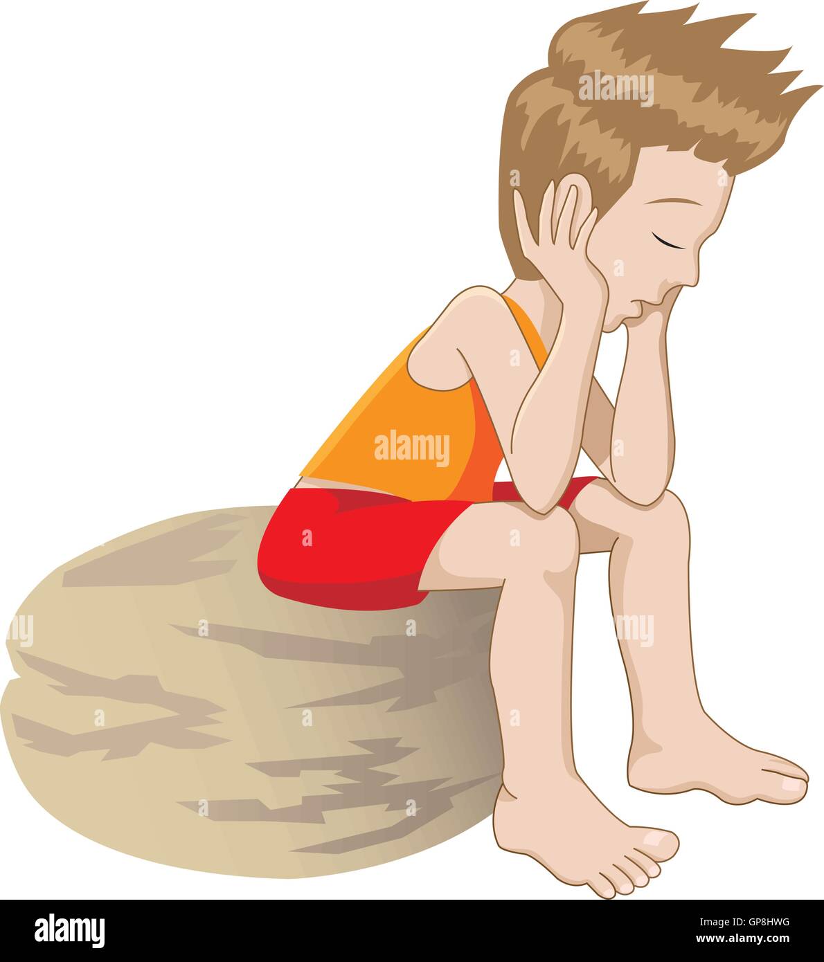 vector illustration of a thinking (or bored) Kid Stock Vector Image ...